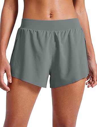 Amazon.com: CRZ YOGA Athletic Running Shorts for Women V Split Low ...