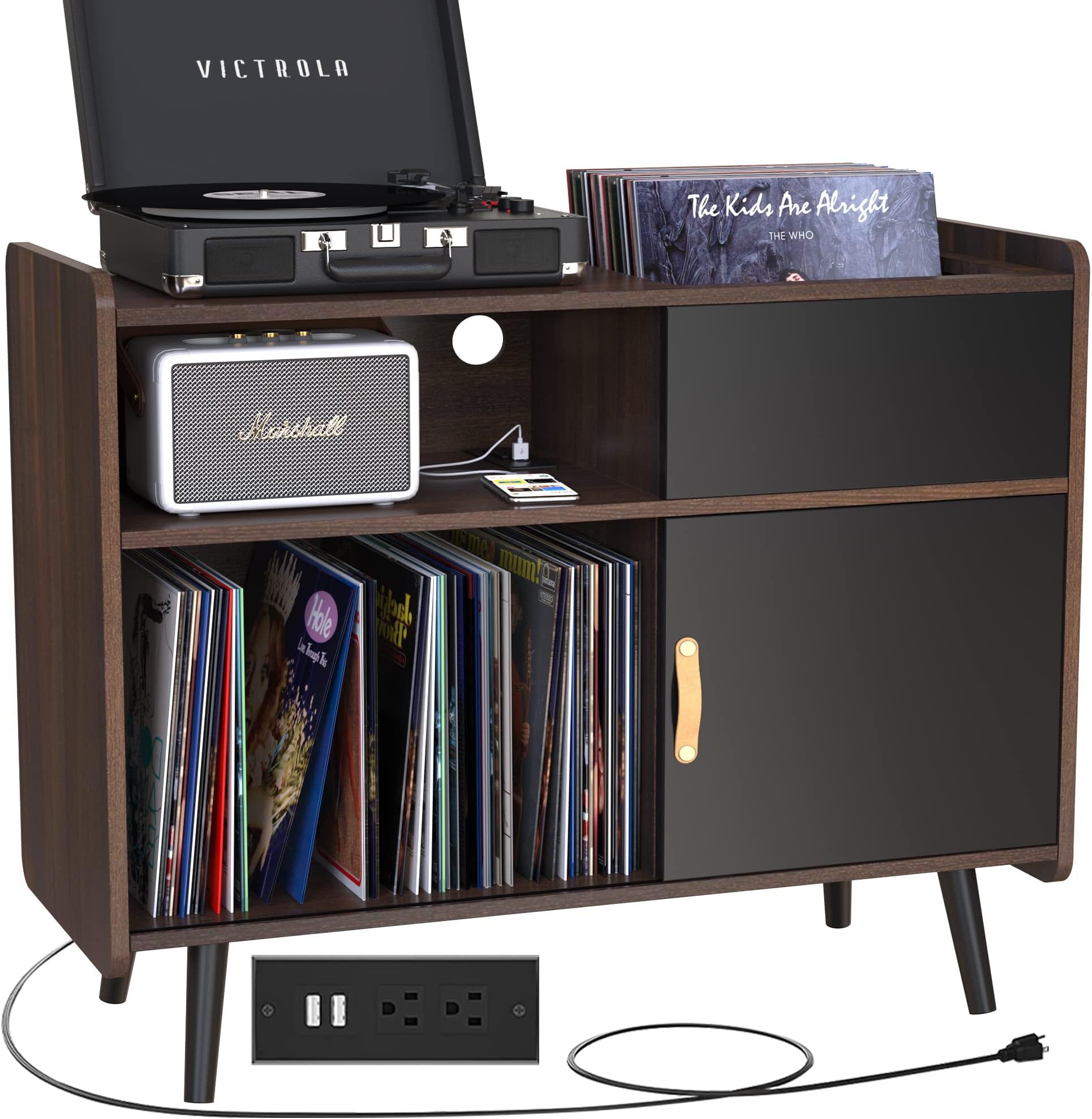 Amazon.com: GDLF Large Record Player Stand, Vinyl Record Storage ...