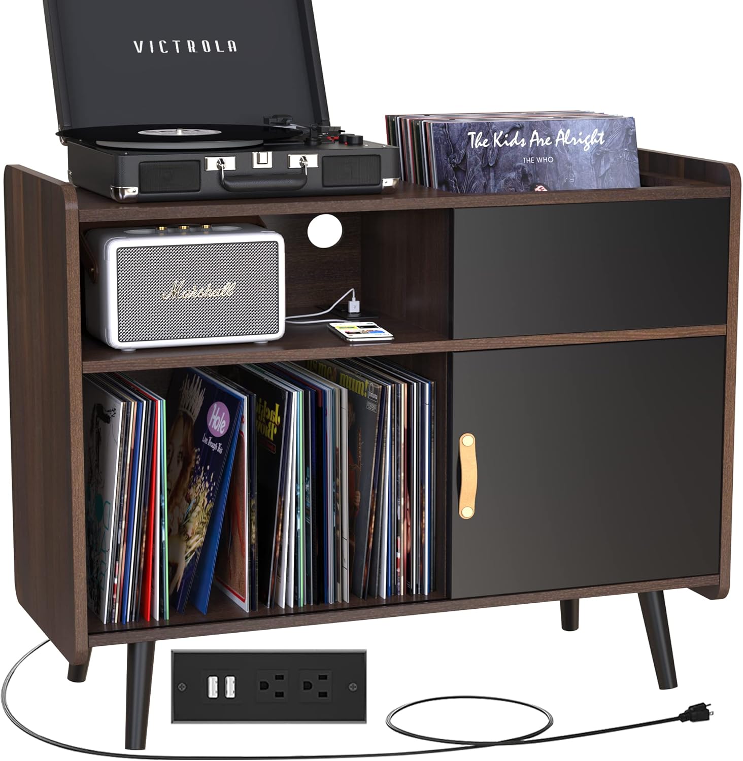 Amazon.com: GDLF Large Record Player Stand, Vinyl Record Storage ...