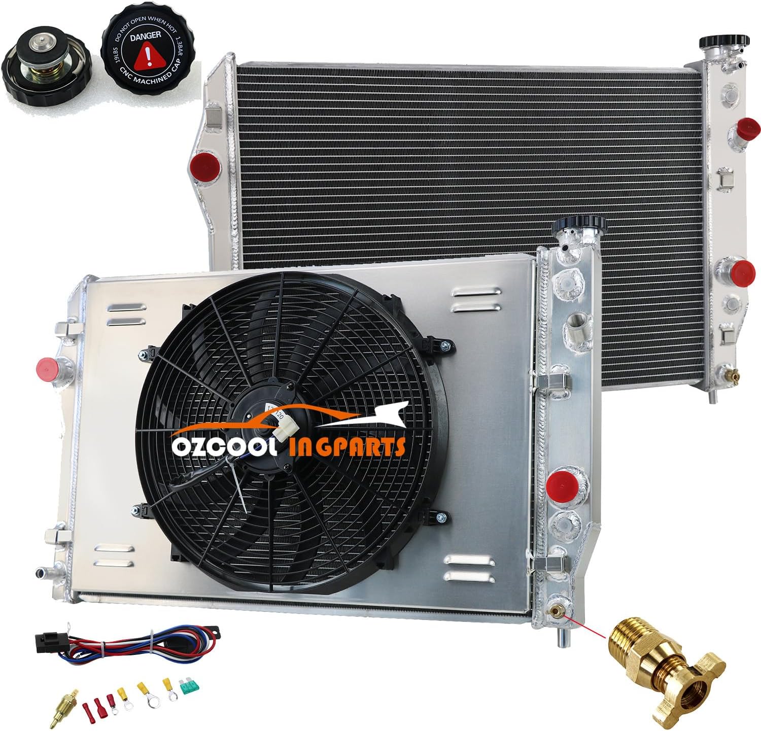 Amazon.com: OzCoolingParts Pro 3 Row Core Aluminum CU951 Radiator + 2 x 12" Fan w/Shroud ...