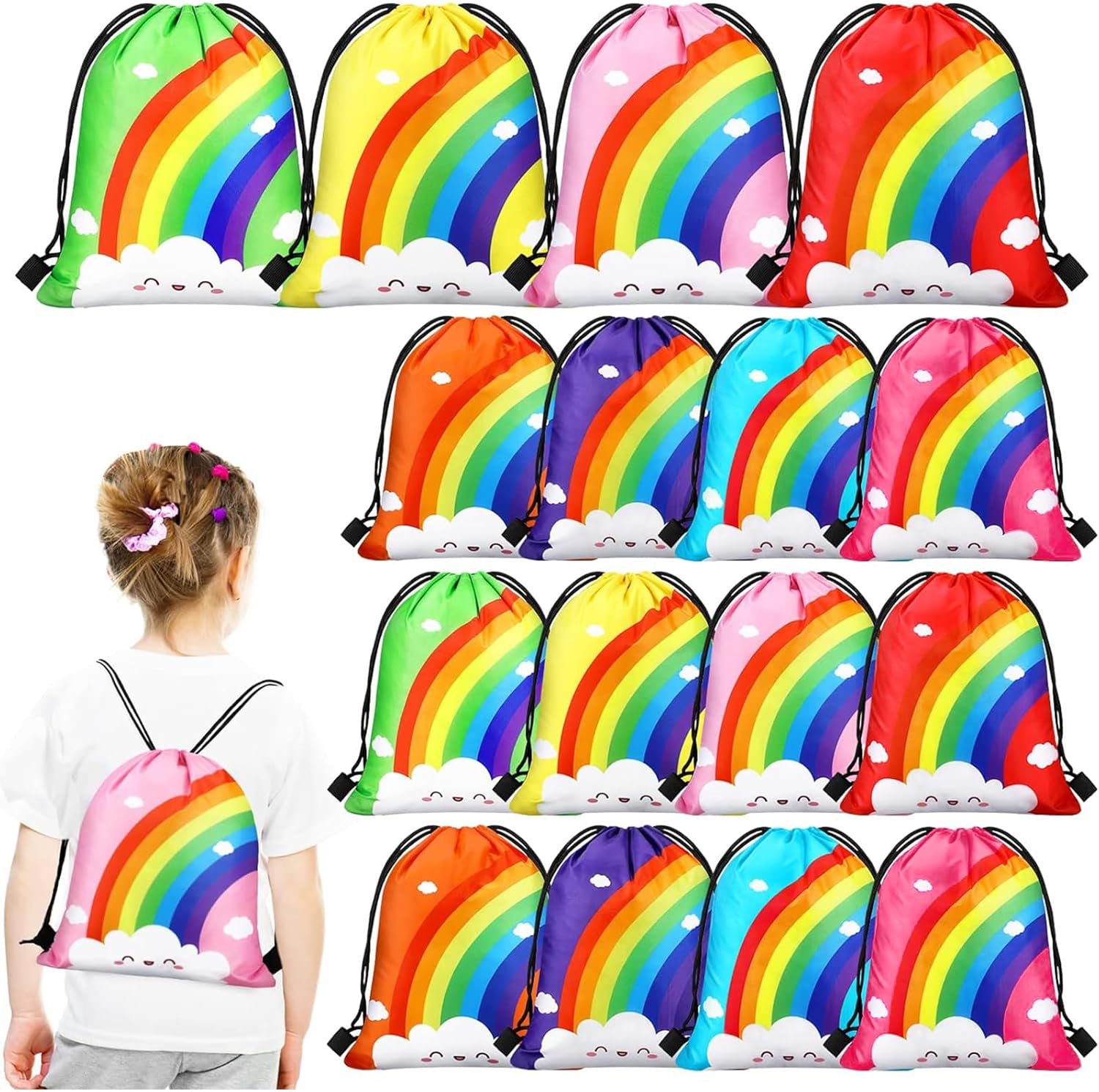 Amazon.com: Ferraycle 24 Pcs Rainbow Party Favor Bags Rainbow Birthday ...