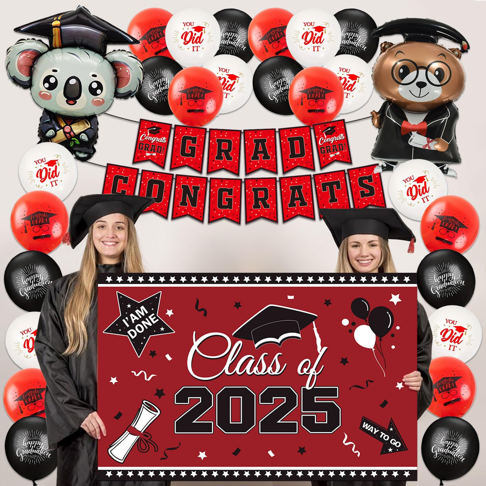 Snapklik.com : Graduation Decorations Class Of 2025 Red Themed - 2025 ...