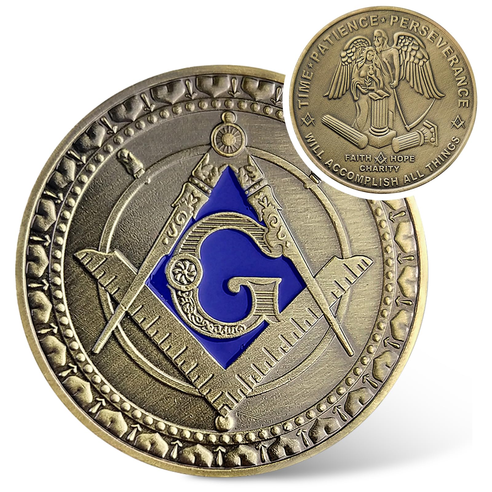 Amazon.com : IELCJJ Masonic Challenge Coin Square & Compass Freemasons ...