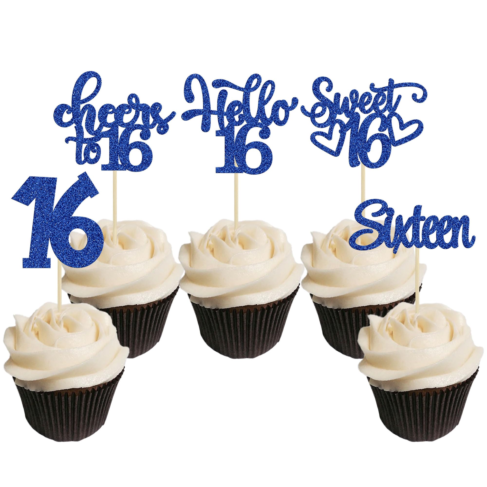 Amazon.com: 30Pcs 16th Birthday Cupcake Toppers Sixteen Happy 16th ...