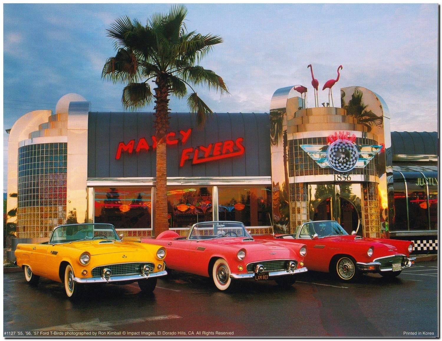 Amazon.com: Wall Decor 1955 1956 1957 Ford Thunderbirds Vintage Car Art ...