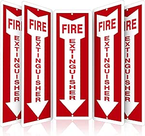 OLANZU Pack of 5 Fire Extinguisher Signs for business - 12”x 4” - Vinyl ...