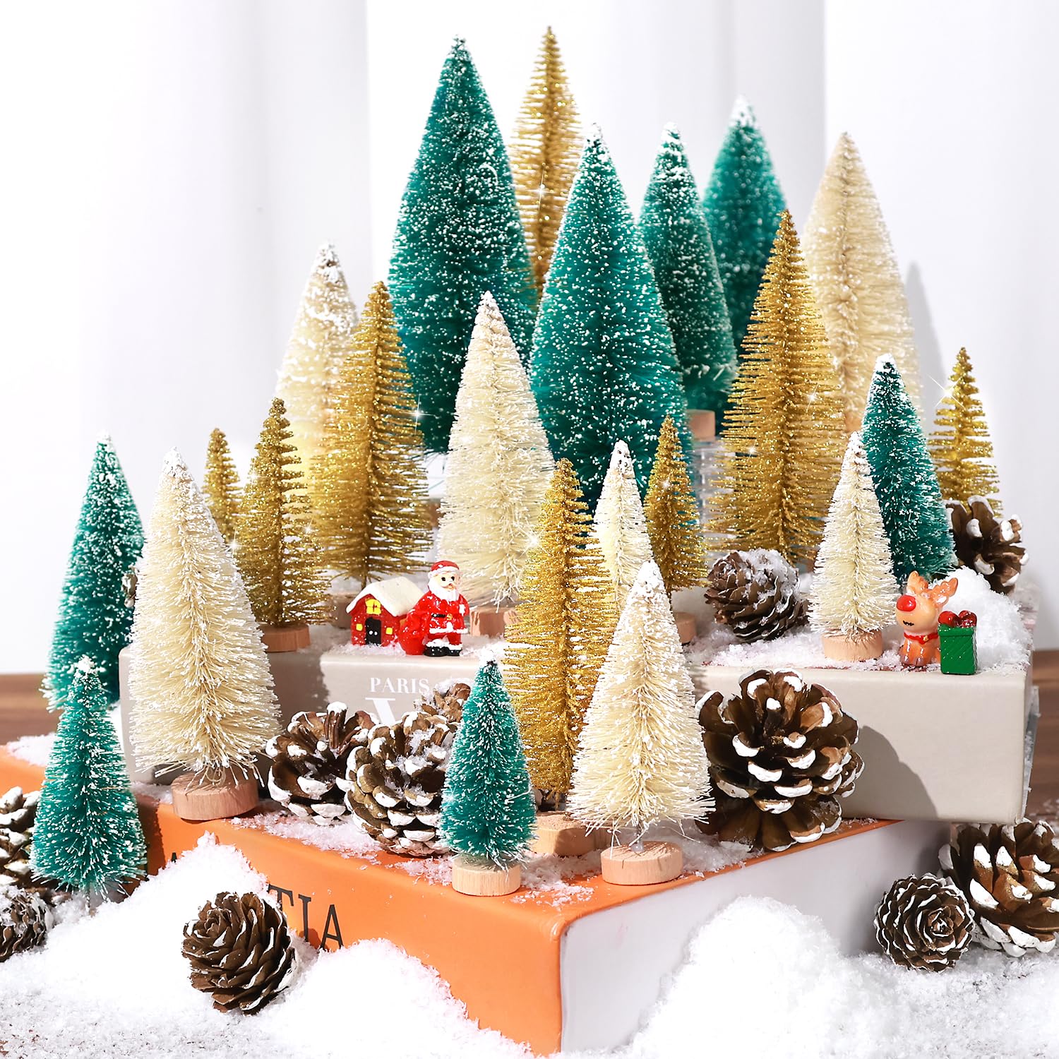 Amazon.com: Set of 35PCS Mini Christmas Tree, Christmas Pine Cones, 2oz ...