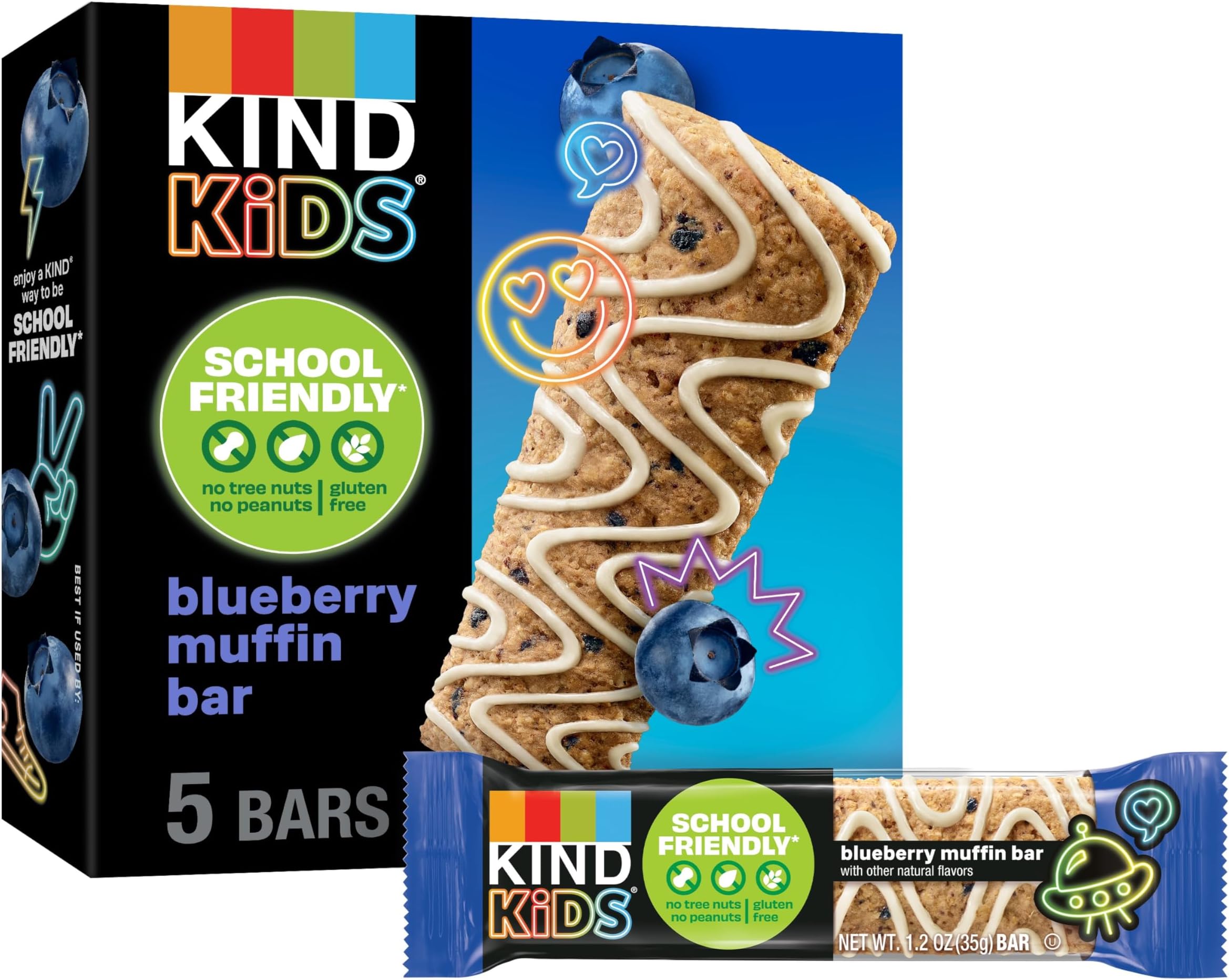Amazon.com: KIND Kids Snacks, Blueberry Muffin Bar, Tree Nut Free ...
