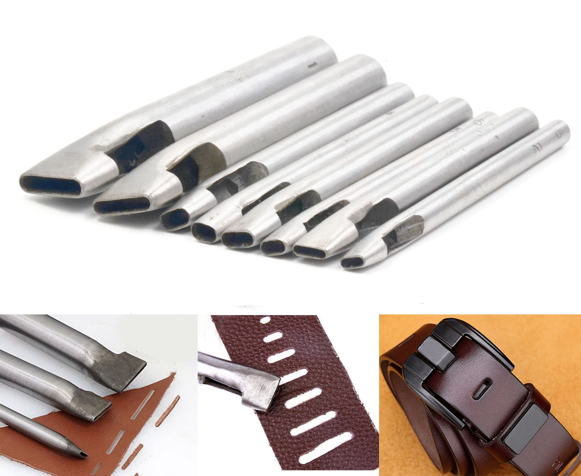 Snapklik.com : 8 Pcs Leather Oval Hole Punch Set Belt Hollow Punching ...