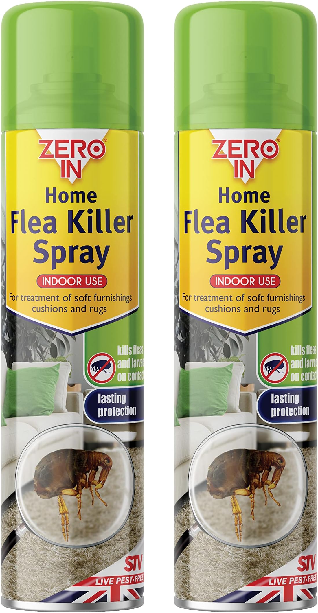 Zero In AMZ026 Home Flea Killer Aerosol - Twinpack, green,300ml ...