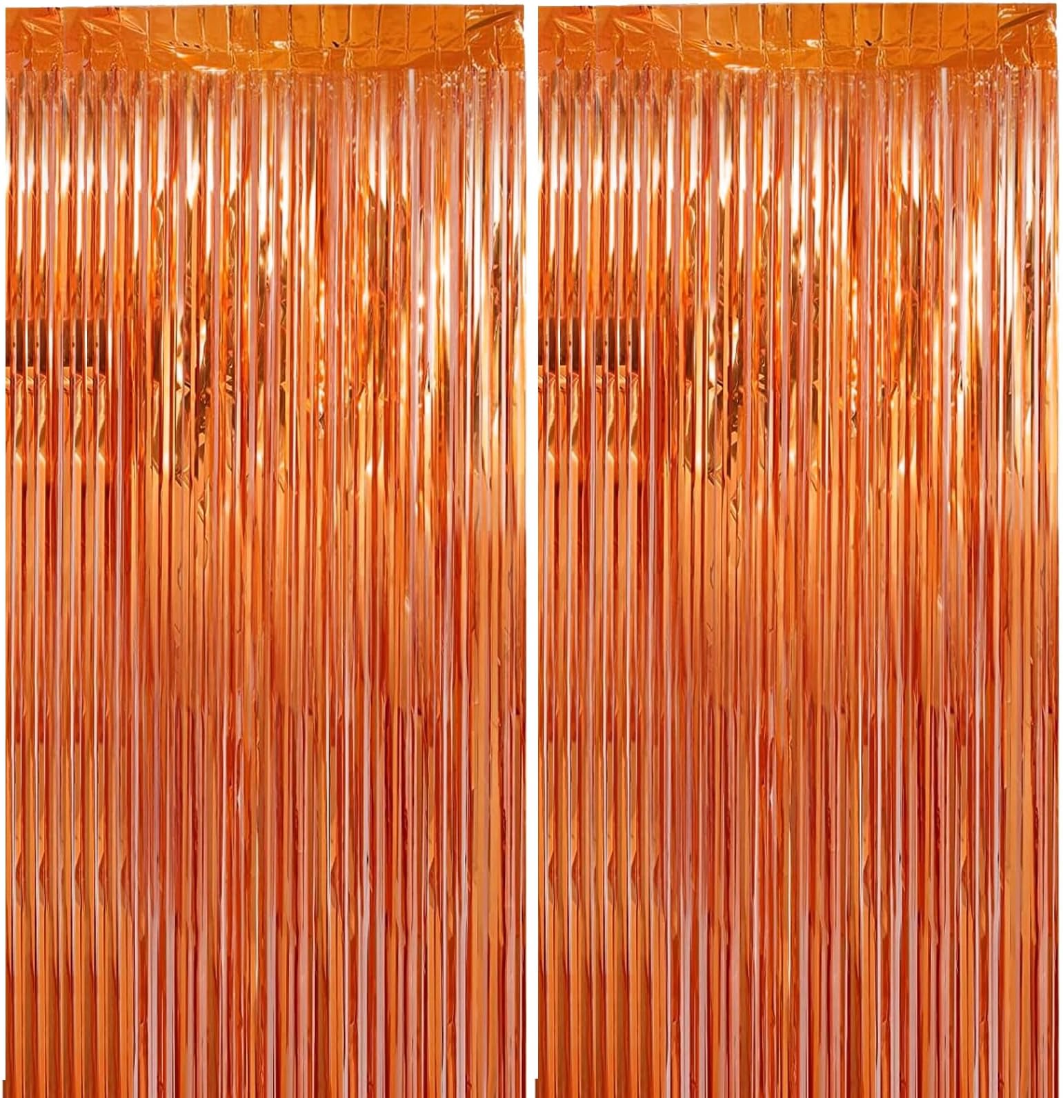 Amazon.com : 2 Pack Orange Tinsel Curtain Party Backdrop Decorations ...