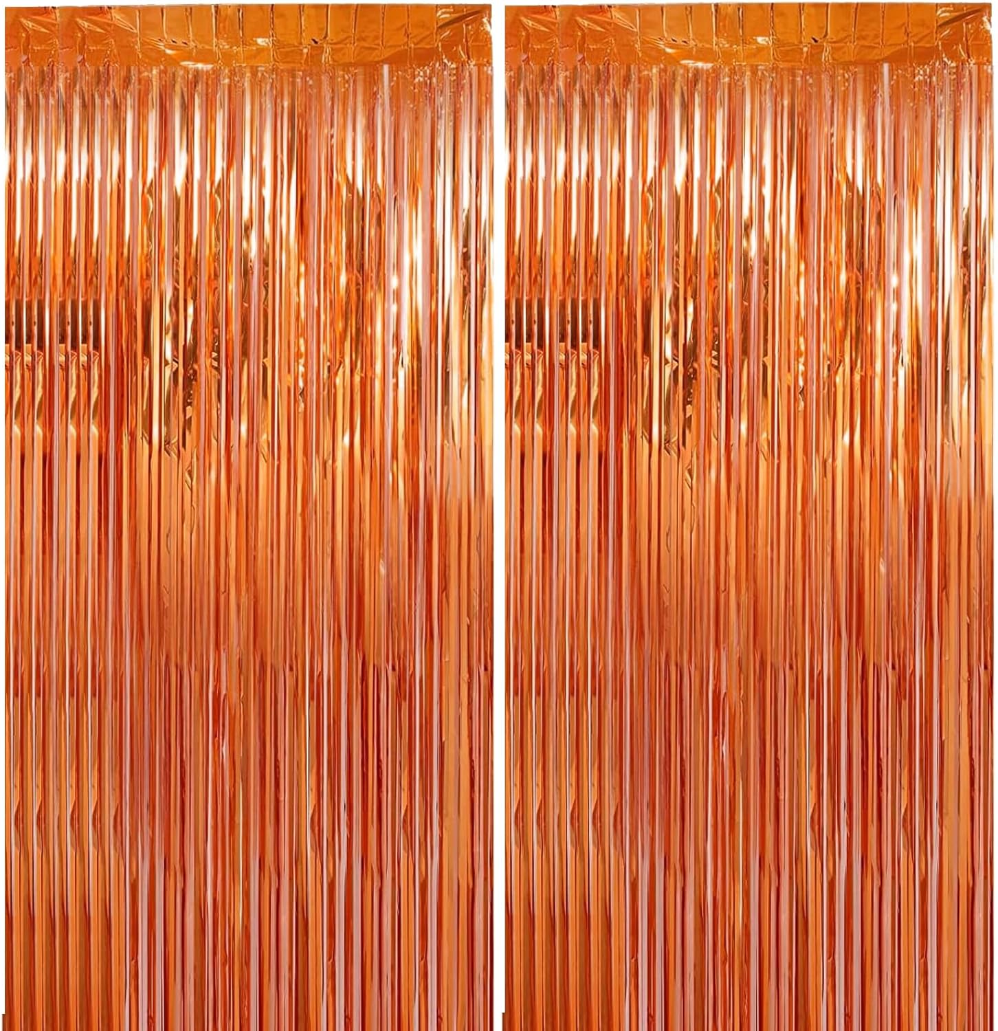 Amazon.com : 2 Pack Orange Tinsel Curtain Party Backdrop Decorations ...