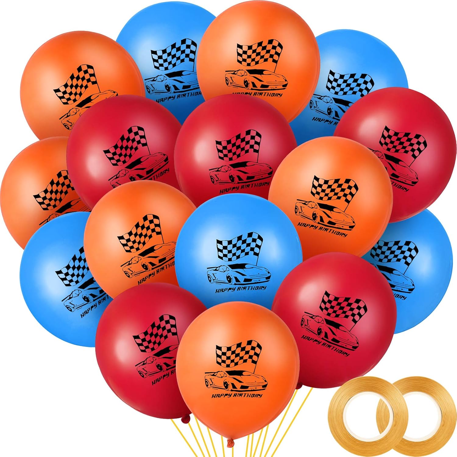 Buy 60 Pieces Race Car Latex Balloons 12inch Wheels Race Balloons Hot ...