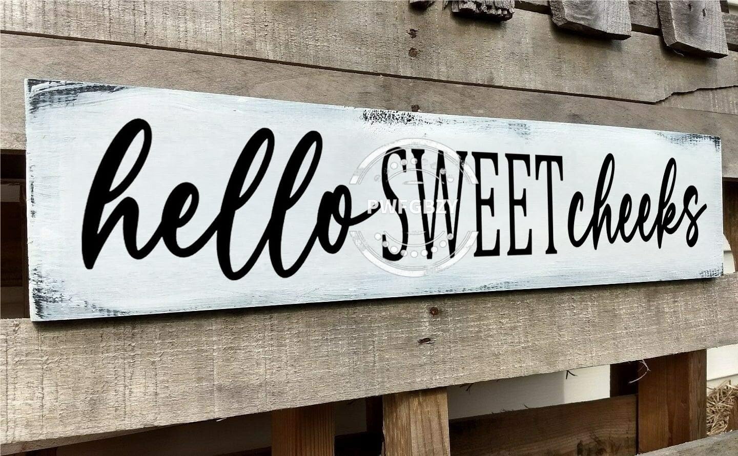 Amazon.com: Rustic Farmhouse Bathroom Decor - Cute 'Hello Sweet Cheeks ...