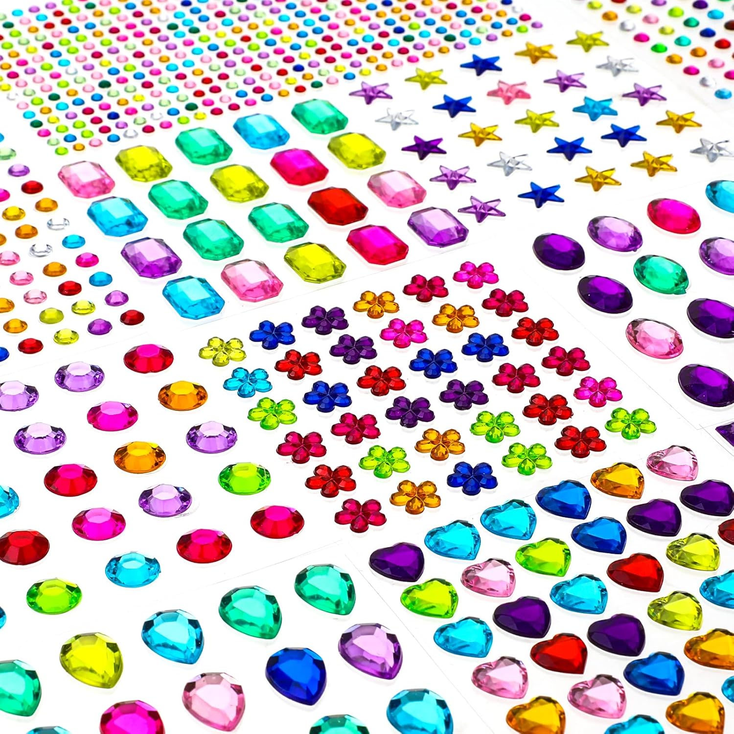 Amazon.com: Qianyu 16 Sheet Muticolor Gems Stickers Self Adhesive ...