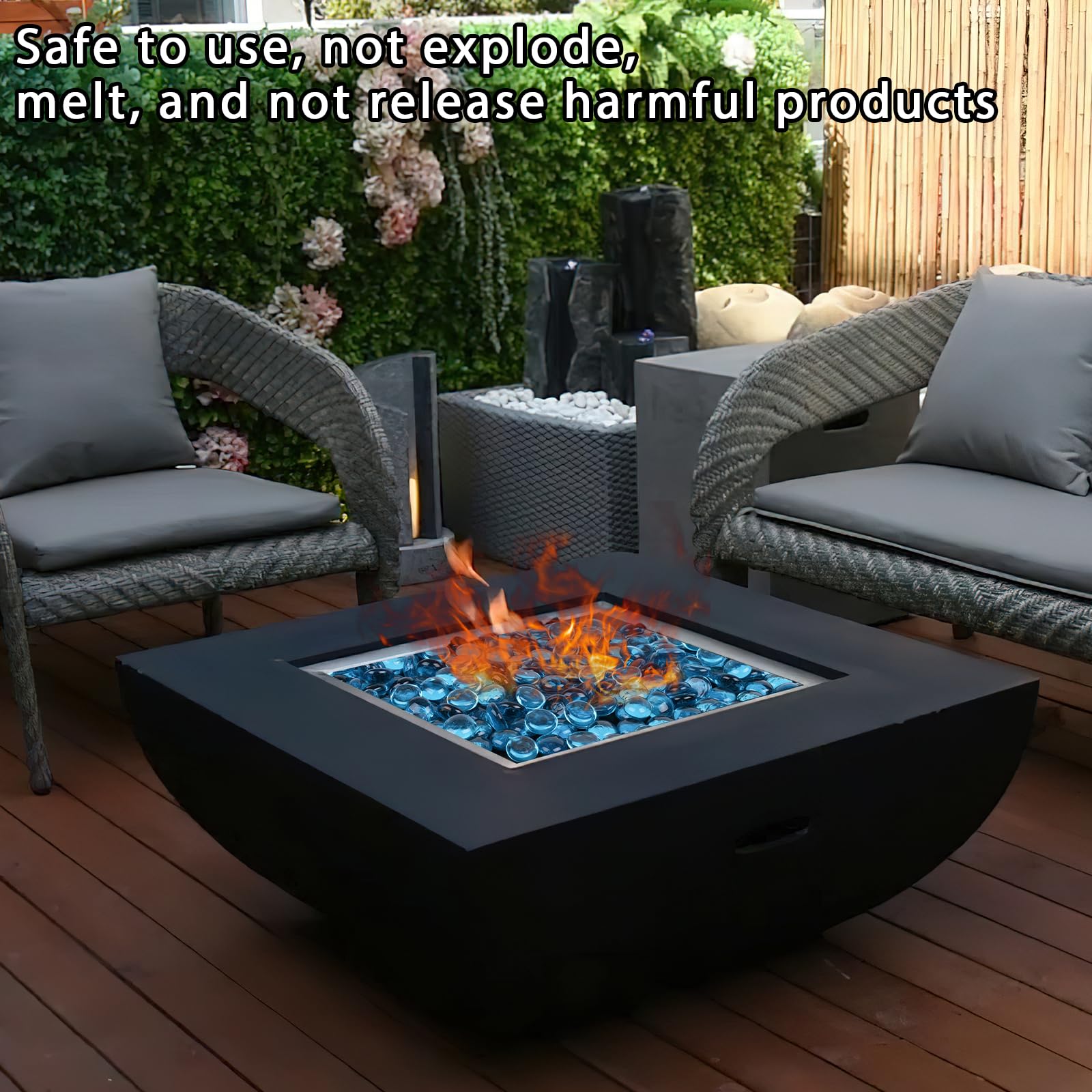 Snapklik.com : 10LB Blue Fire Pit Glass, Reflective Round Glass Rocks ...