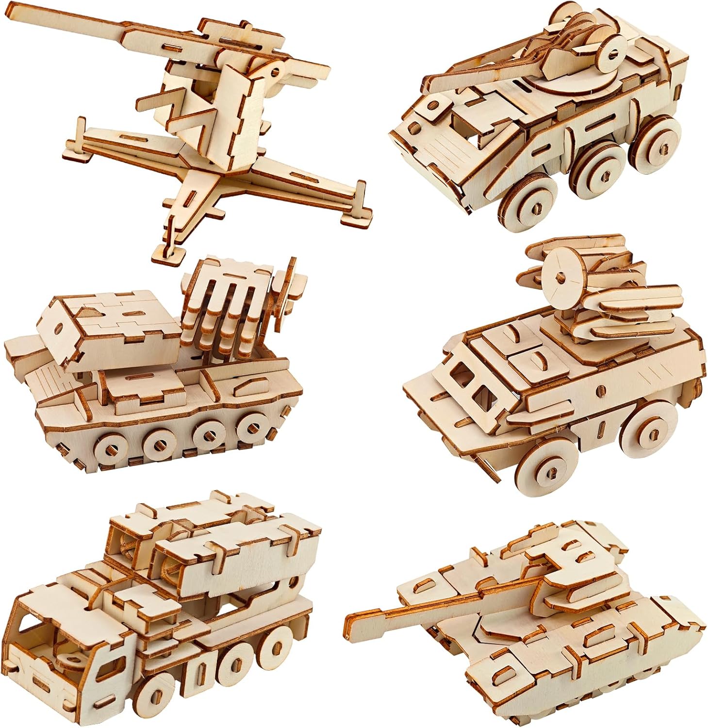 Amazon.com: 3D Wooden Puzzle for Adults –6 Pack DIY Wooden Military ...
