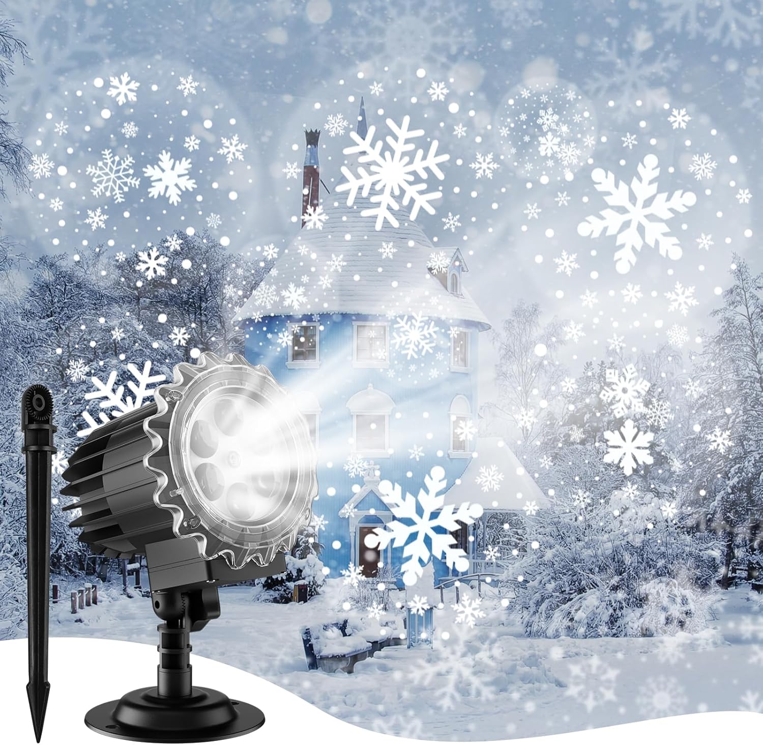 FANTICDE Christmas Projector Lights Outdoor, LED Snowflake Projector ...
