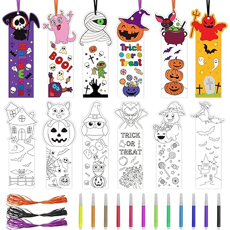 Amazon.com: Haooryx 75Pcs Color Your Own Happy Fall Bookmarks Creative ...