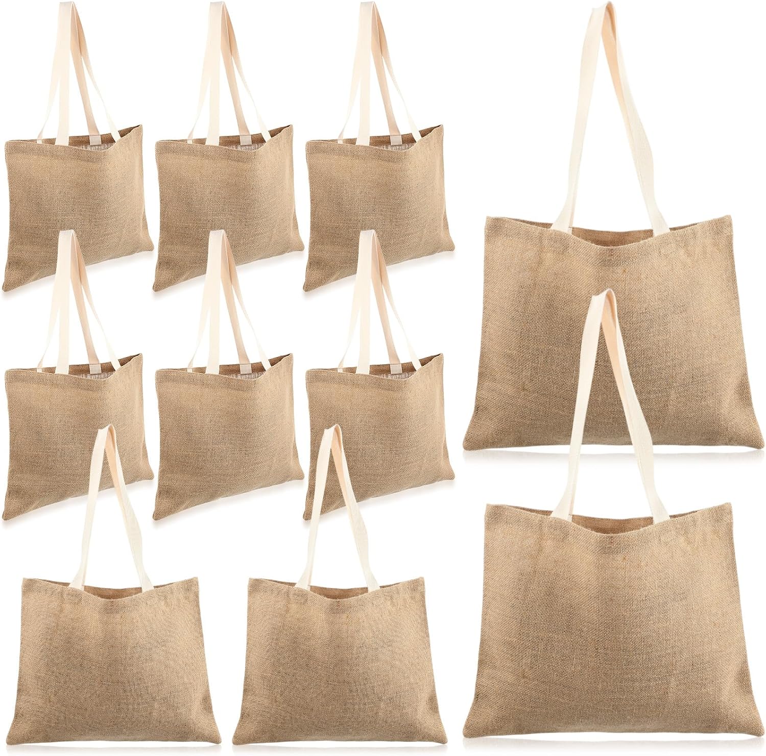 Amazon.com: Yoojahow 10 Pack Natural Jute Tote Bags with Handles Large ...