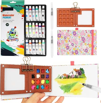 Amazon.com: Travel Watercolor Set，Mini Paint Palette Travel kit，Mini ...