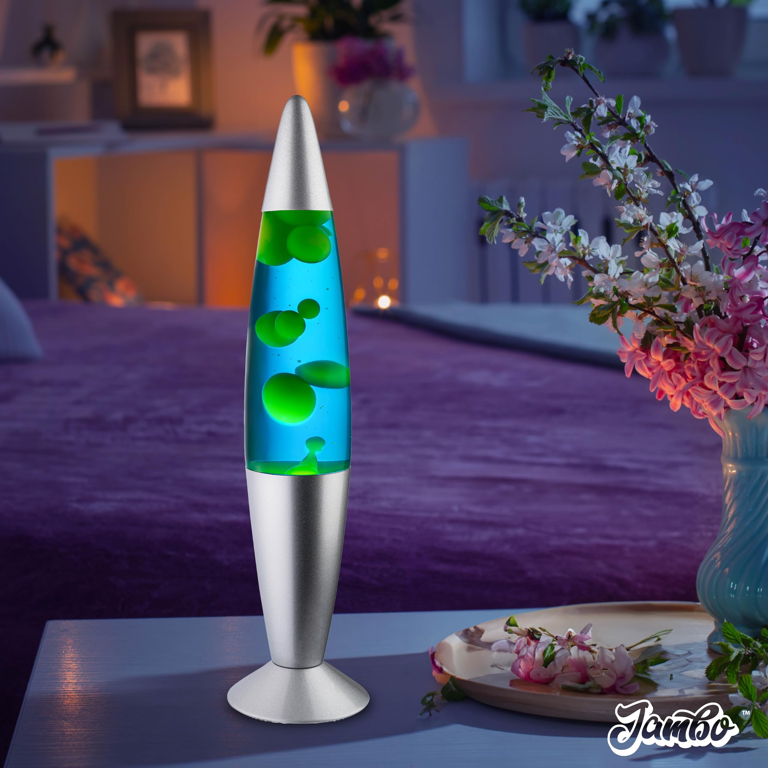 Jambo 16" Gorgeous Liquid Lamp- Blue with Yellow/Green Wax, Relaxing ...