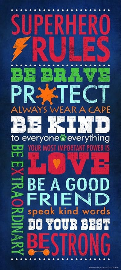 Amazon.com: Superhero Rules by Stephanie Marrott 1- 8"x18" Poster Print ...