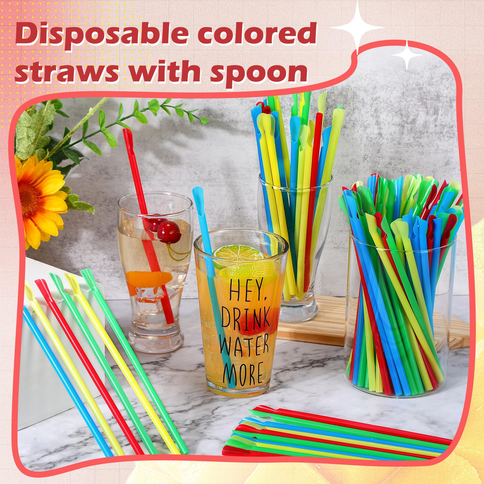 Snapklik.com : Eaasty 1000 Pcs Snow Cone Spoon Straws, Flexible Plastic ...