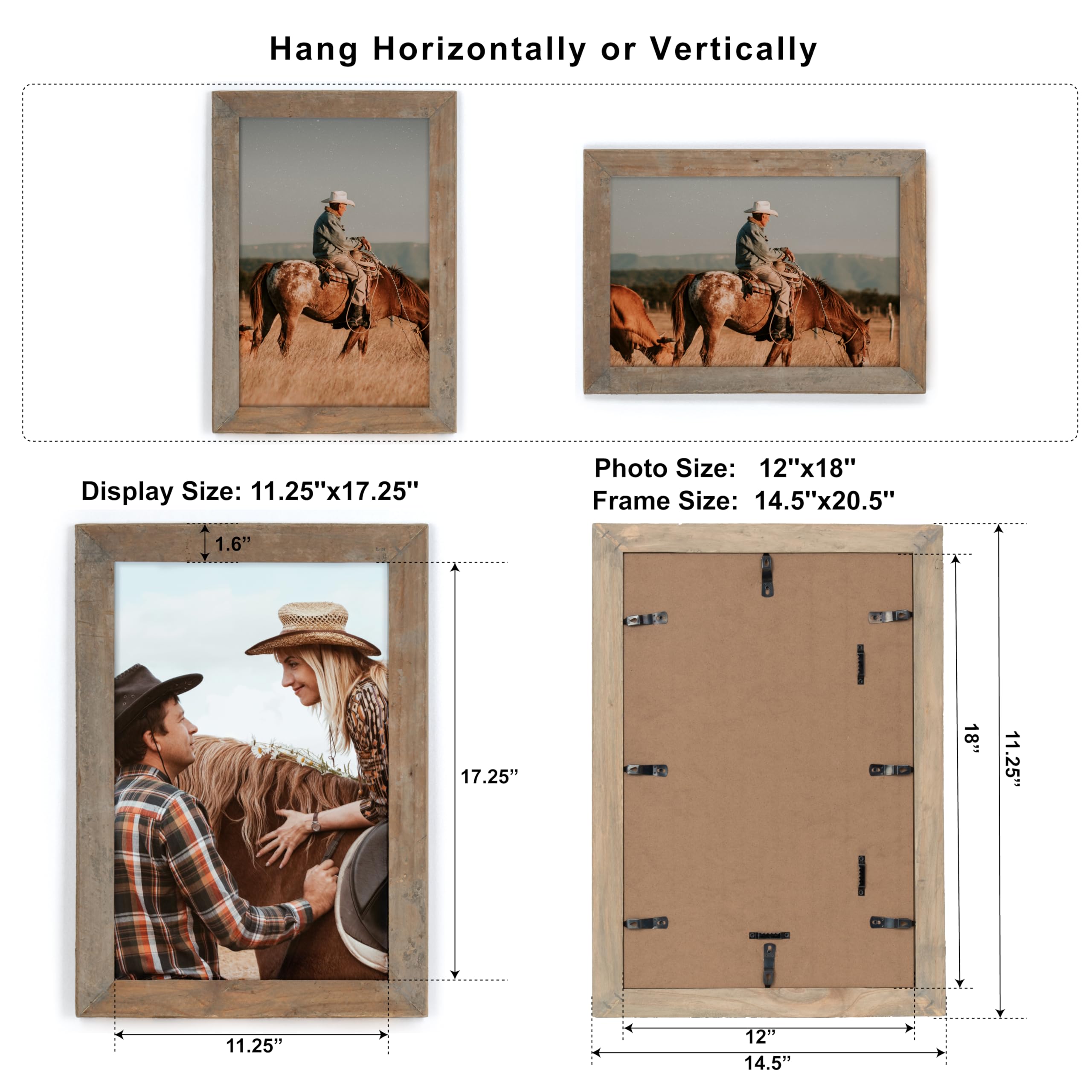 Snapklik.com : Rustic Reclaimed Wood Frame 12x18, Tempered Glass ...