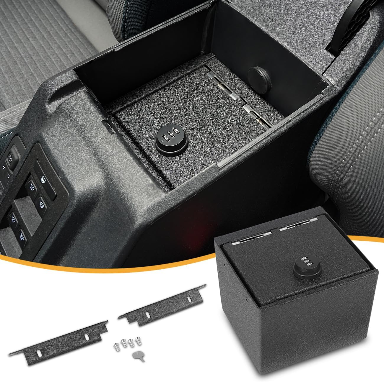 Amazon.com: HIBRONGO Console Safe Armrest Lock Box Storage Compatible ...