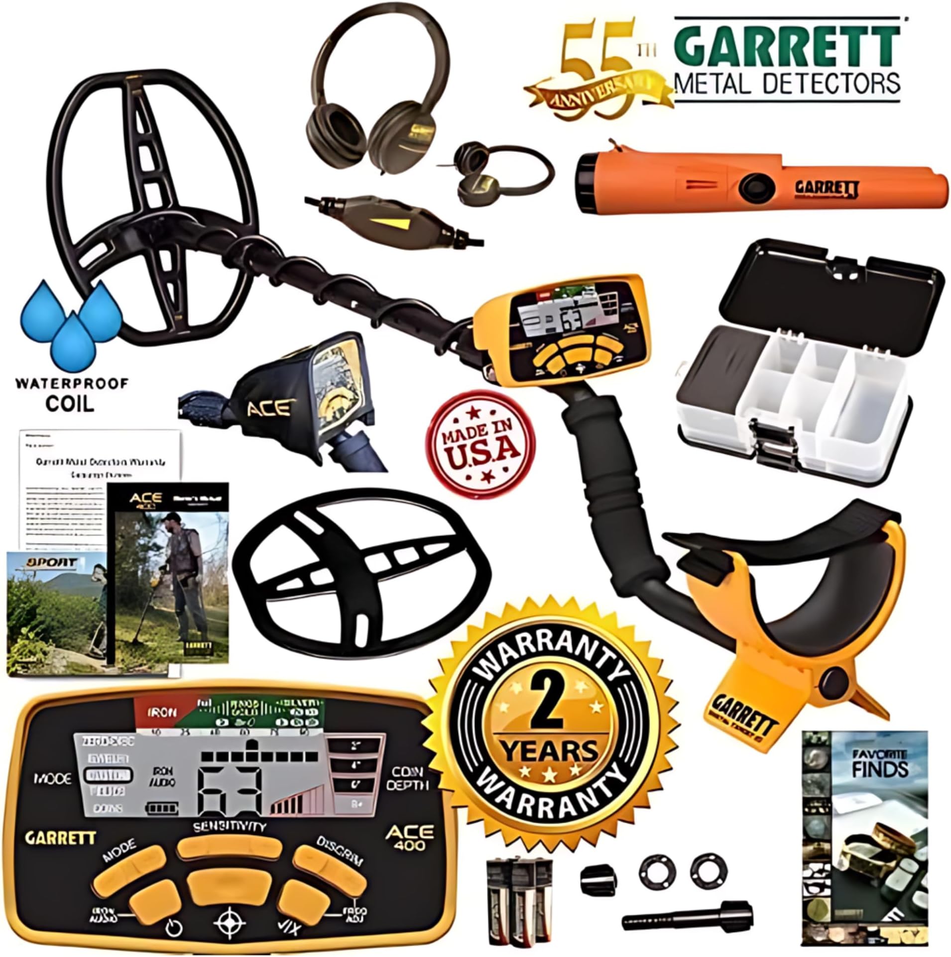 Amazon.com : Garrett ACE 400 with Pro-Pointer at, Edge Digger and Carry ...