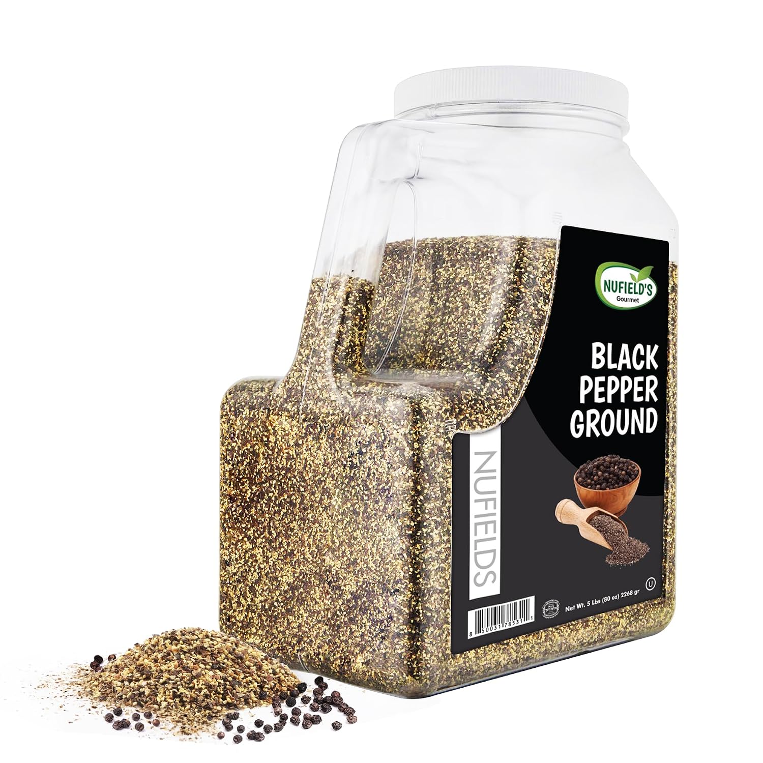 Amazon.com : Nufields Gourmet Ground Black Pepper 5 LB (28 mesh), Black ...