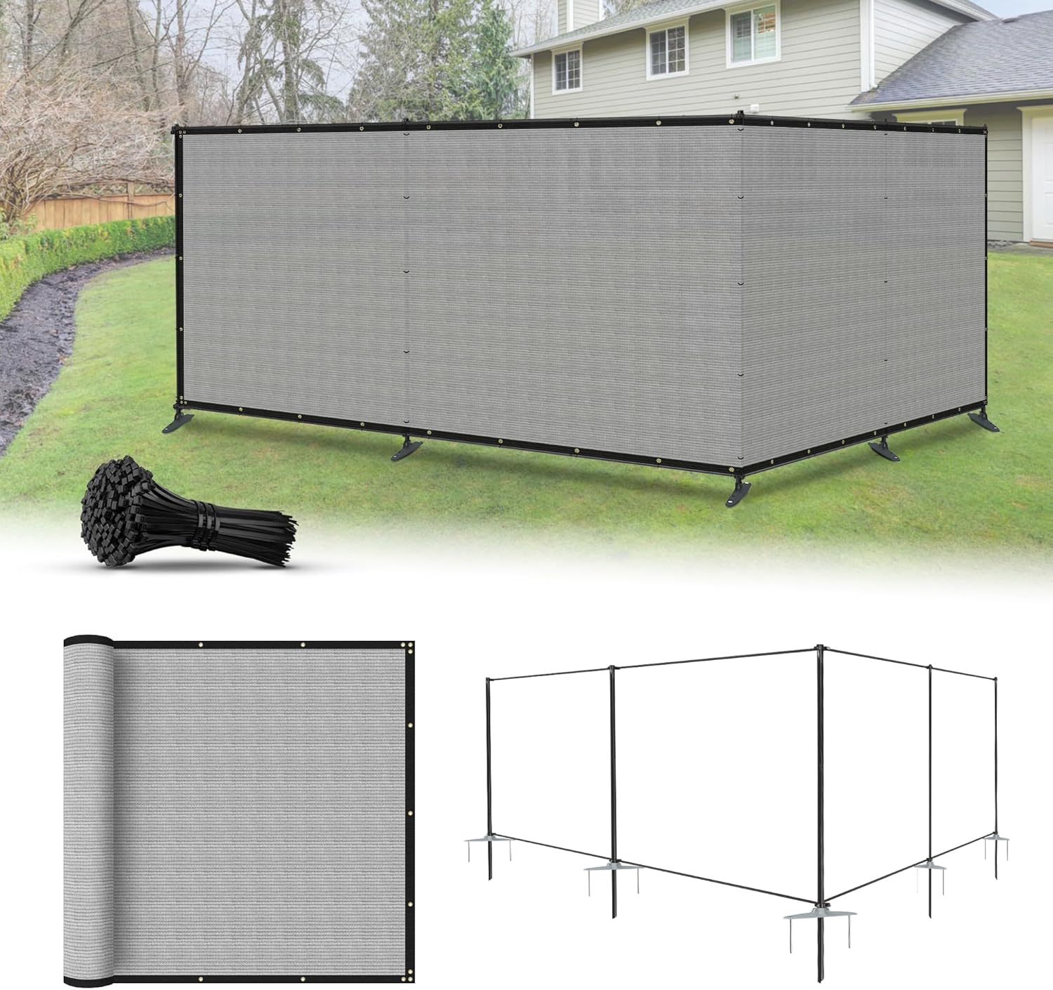 Amazon.com : INFRANGE 5' x 24' Privacy Fence Kit Freestanding Mesh ...
