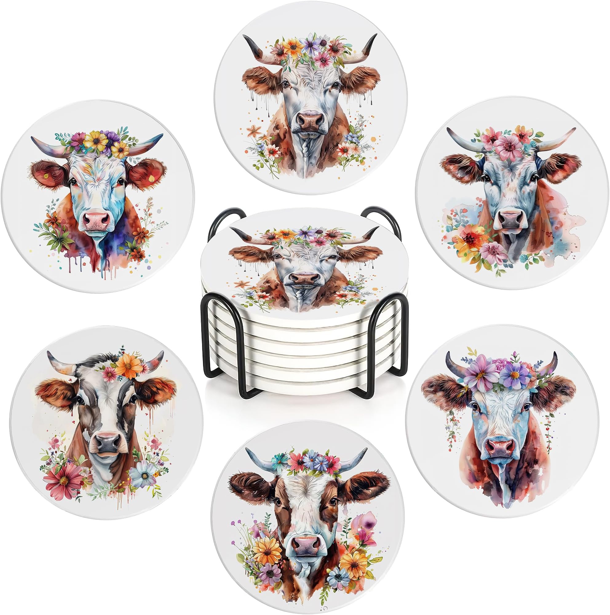 Amazon.com: Highland Cow Coasters - Wooden Scottish Fuzzy Drink Holders ...