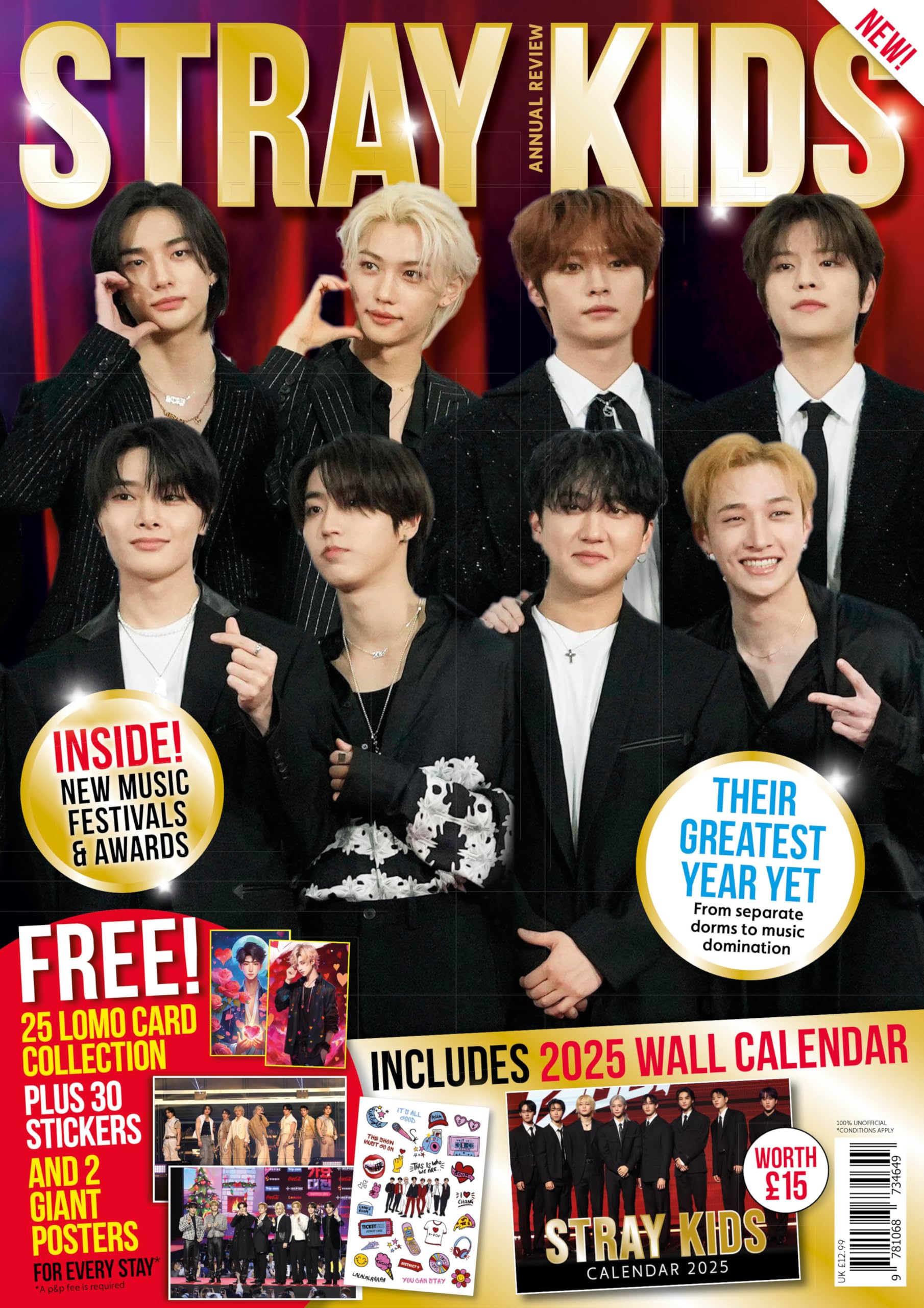 Buy Stray Kids Annual Review Magazine, Includes 2025 Wall , 30 Stickers ...