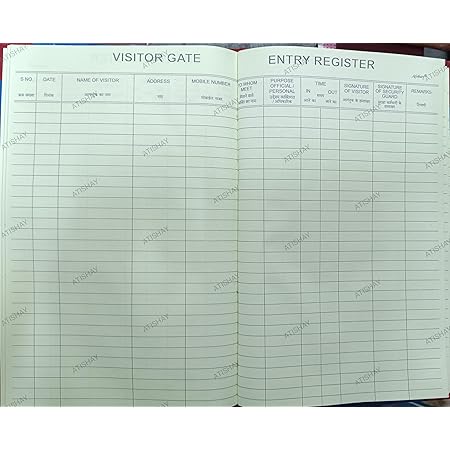 Atishay Visitor Gate Entry Register 34cm X 20cm : Amazon.in: Office ...