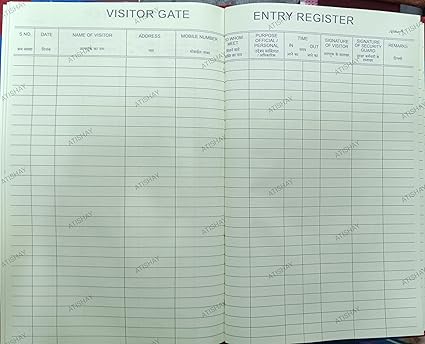 ATISHAY Visitor GATE Entry Register, 34Cm × 20Cm, 100 Pages, Pack of 1 ...