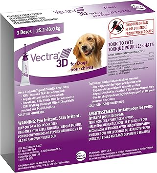 Vectra 3D Flea and Tick Treatment for Dogs Weighing 25.1-43 kg (55.2-94 ...