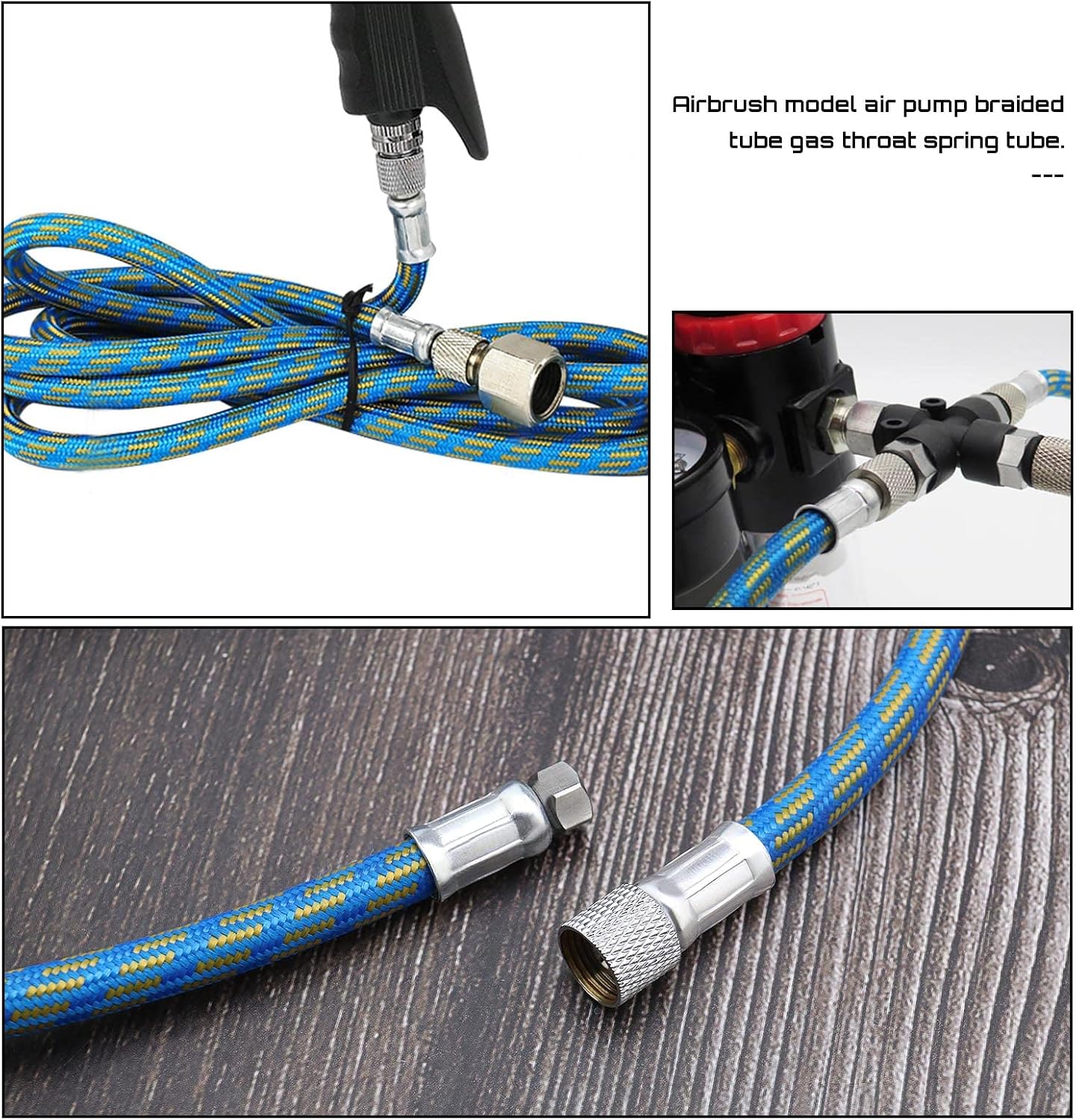 Airbrush Quick Connect 6 Foot Airbrush Hose - Nylon Braided With 1/8-1/ ...