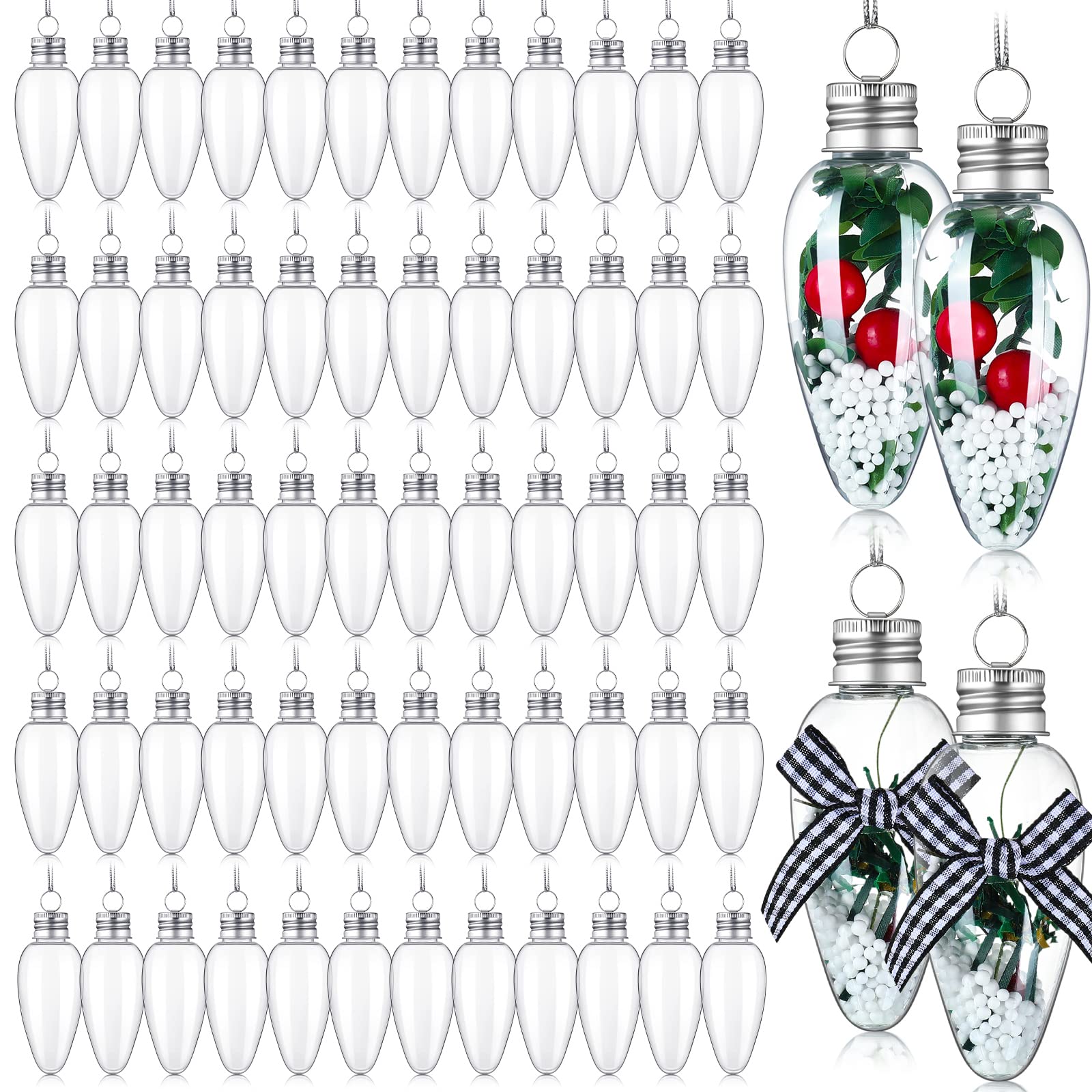 Amazon.com: Nuogo 150 Pieces Fillable Light Bulbs Christmas Clear ...