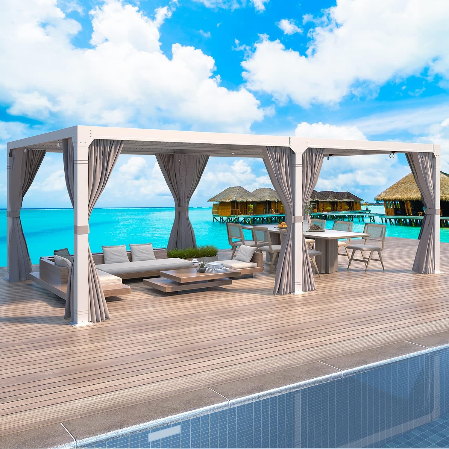 Amazon.com: YOLENY 10 x 20 FT Louvered Pergola, Outdoor Pergolas with ...