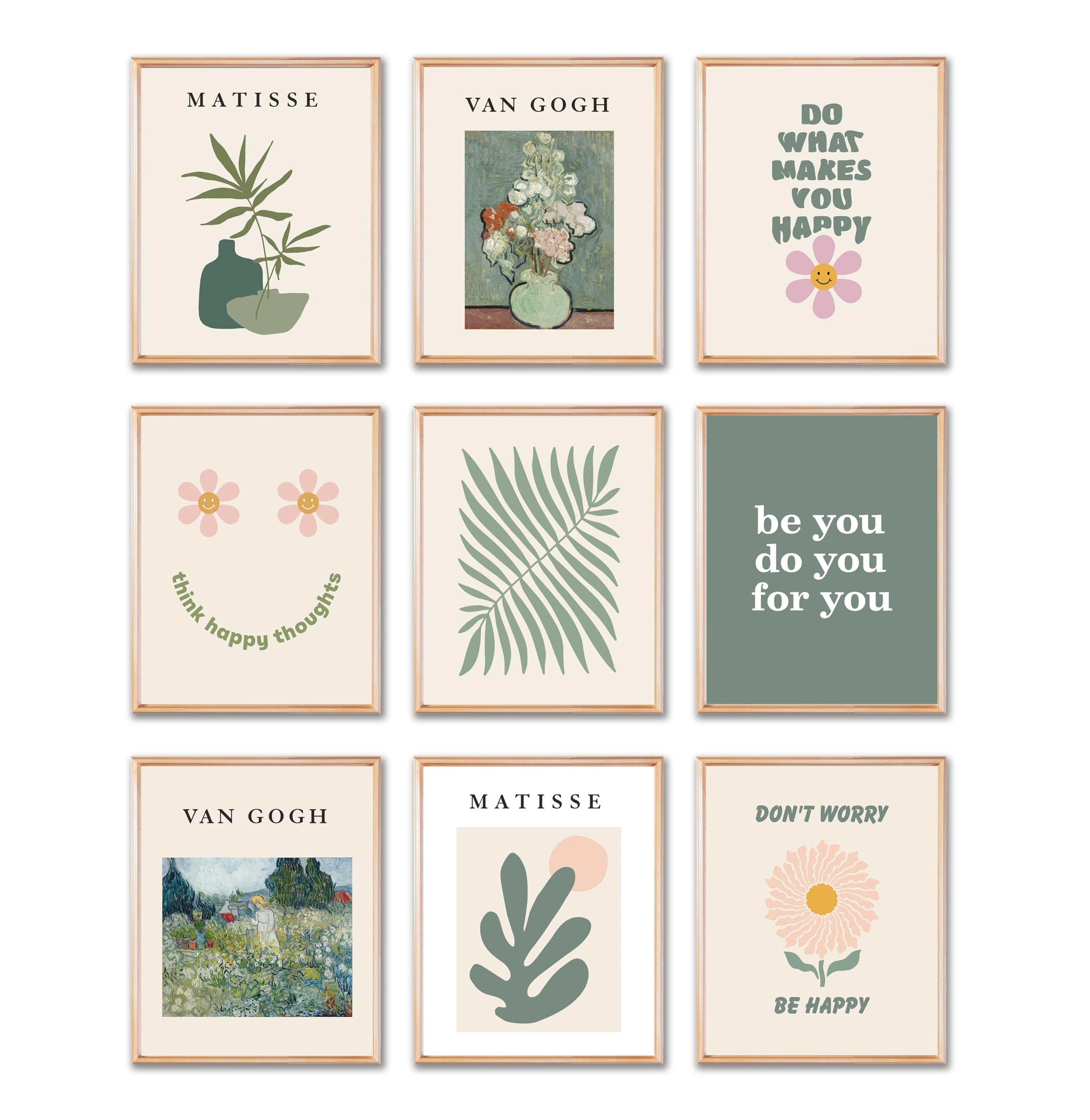 Amazon.com: Skyists 9 Sage Green Room Decor Aesthetic, Sage Green Wall ...