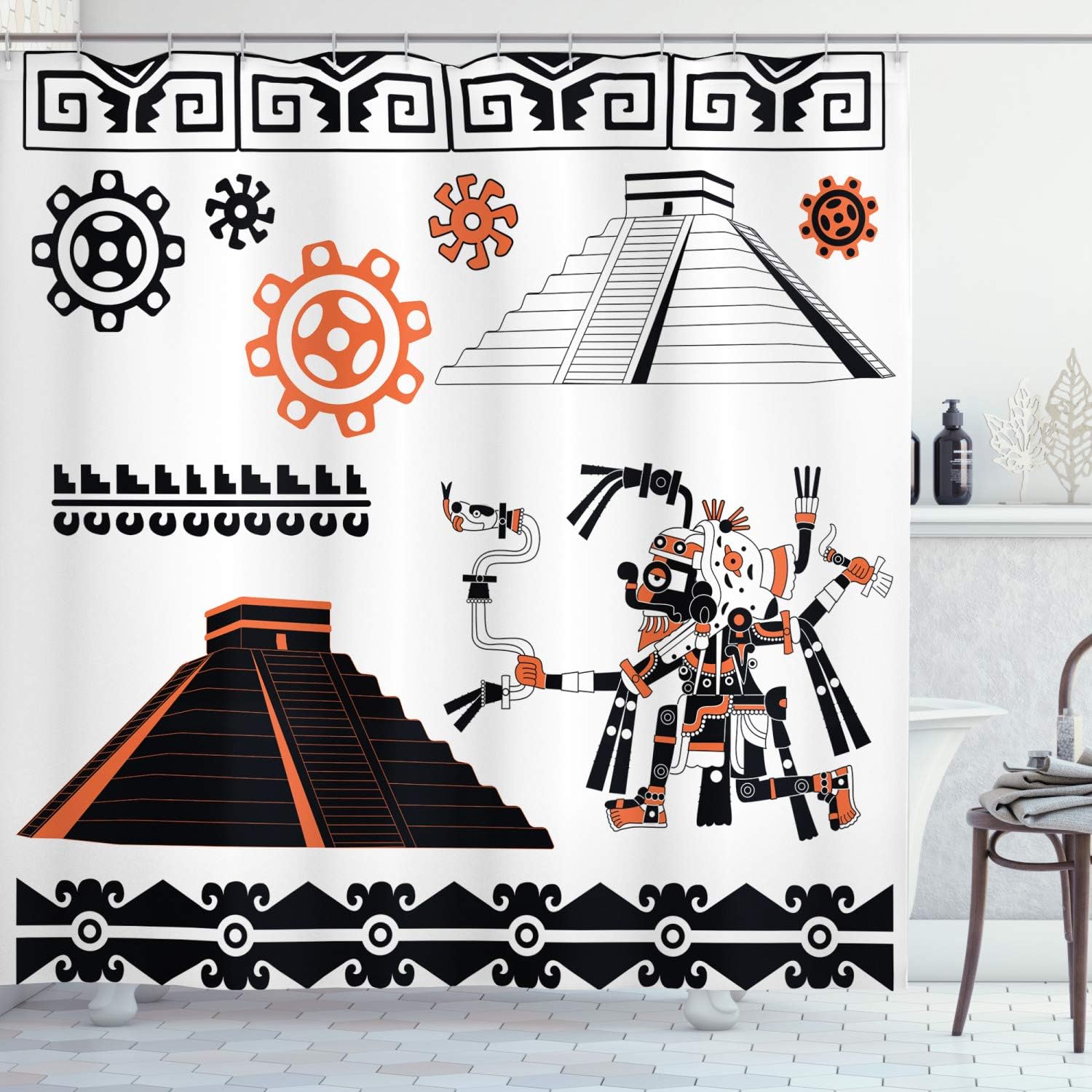 Amazon.com: Lunarable Aztec Shower Curtain, Historical Civilizations ...
