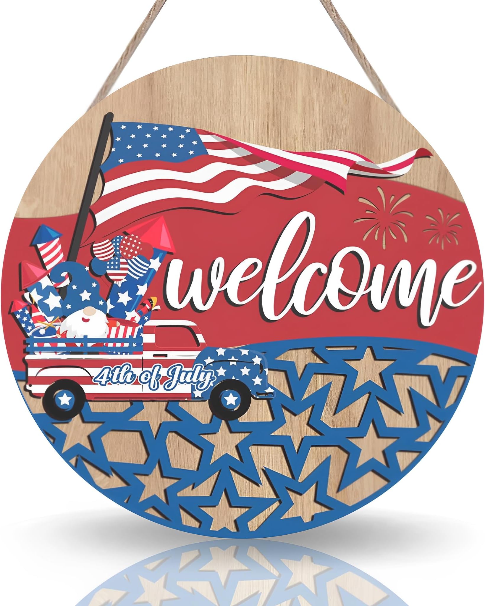 Amazon.com : 2 Pcs 4th of July Welcome Sign Decorations Patriotic ...
