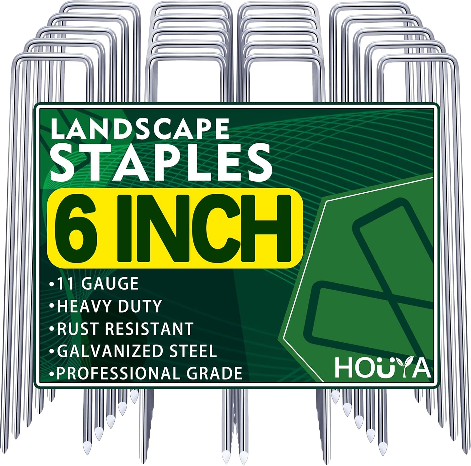 Amazon.com : houya Landscape Staples 6 Inch Garden Stakes Galvanized ...