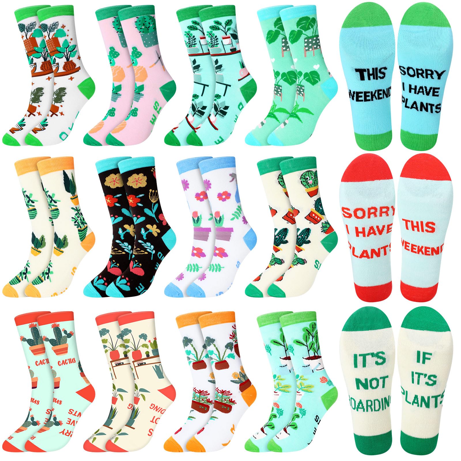 Amazon.com: ShinyMatch 12 PCS Plant Socks Women Christmas Plant Socks ...