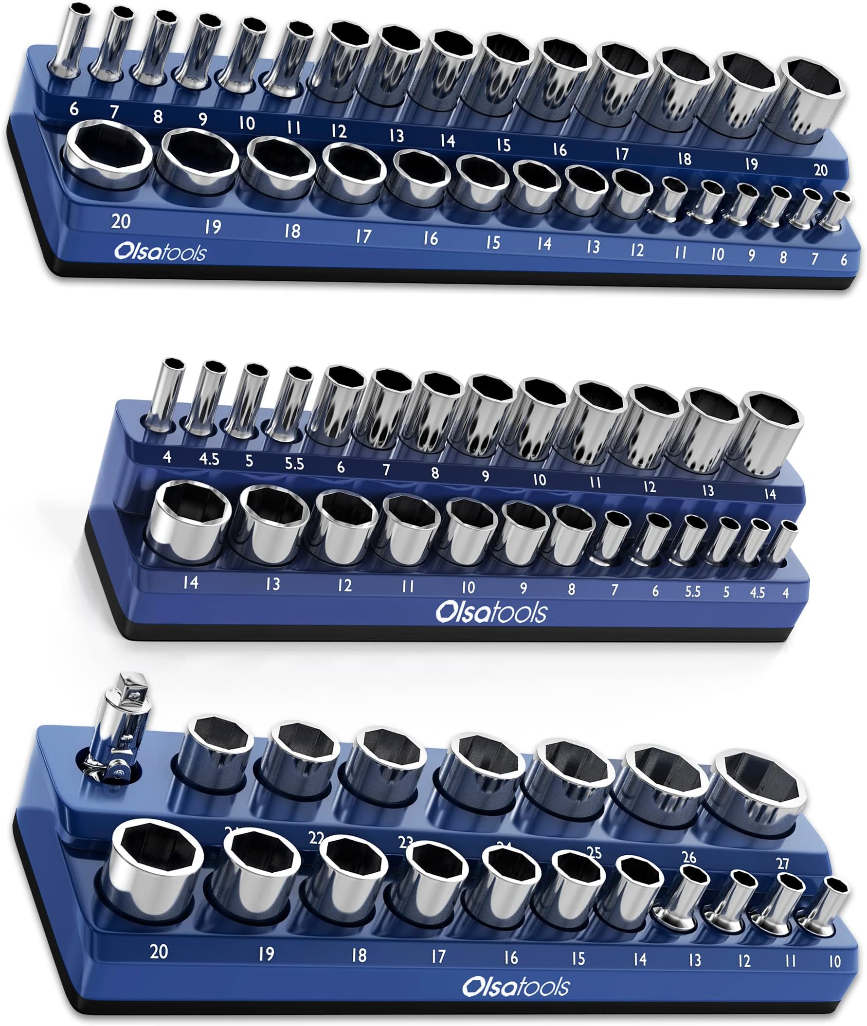 VEVOR 6-Pack Metric and SAE Magnetic Socket Organizers, 1/4", 3/8", 1/2 ...