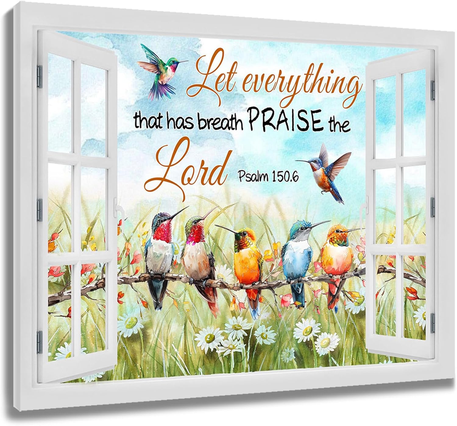 Amazon.com: LB Watercolor Hummingbird Wall Art with Bible Quote ...
