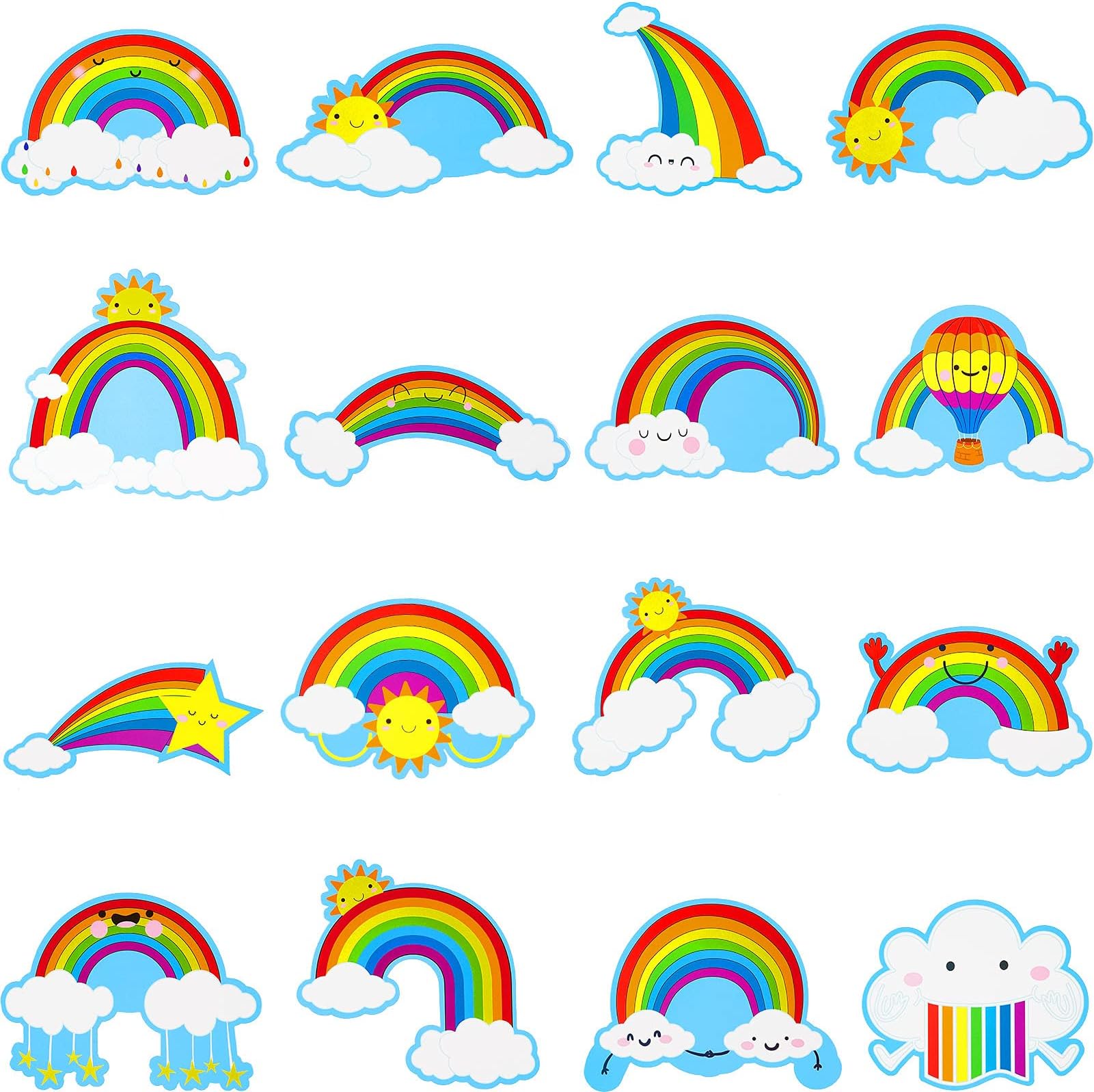 Amazon.com: Outus 64 Pieces Rainbows Cut-Outs Sun Cloud Paper Cut ...