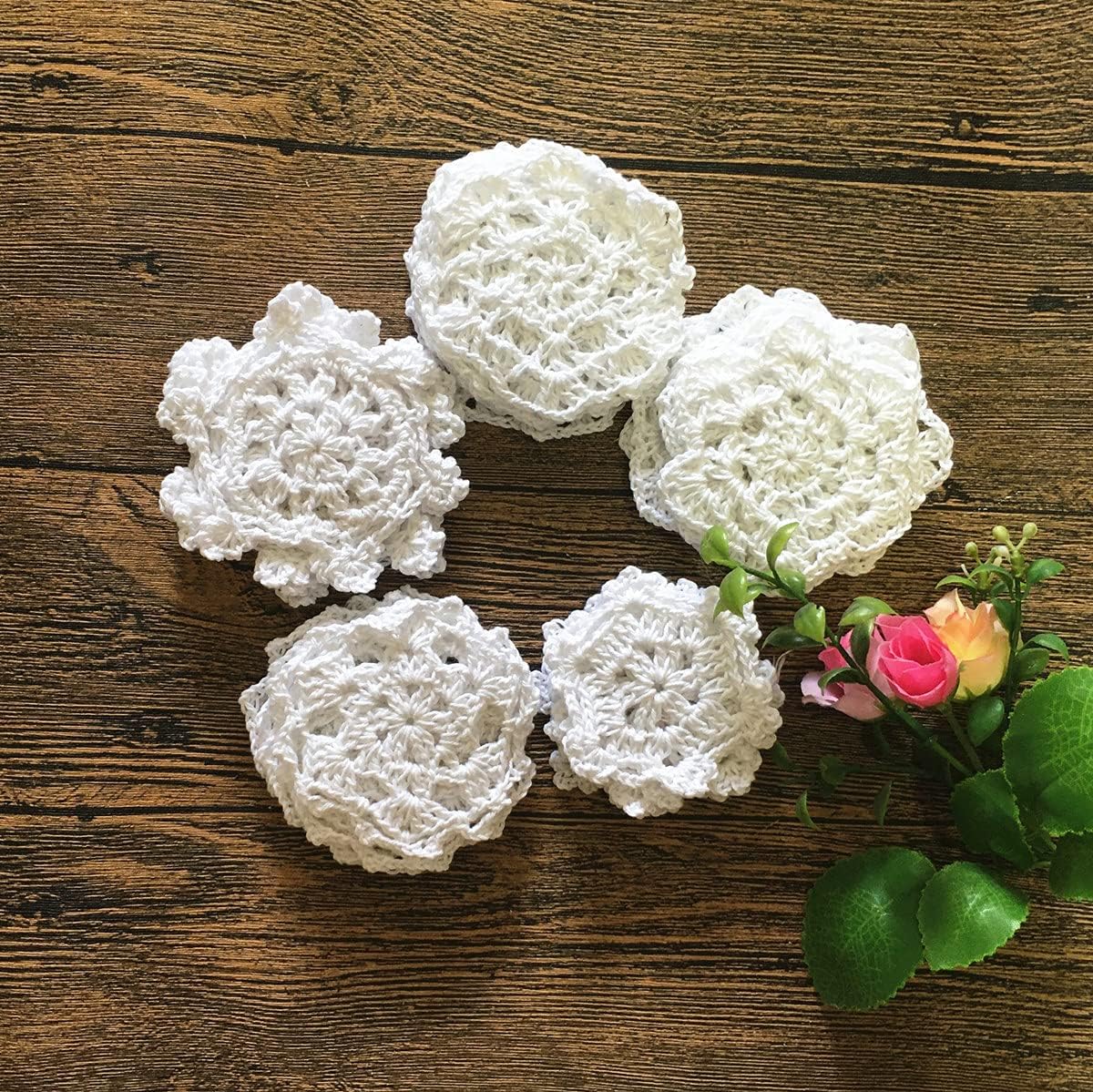 Set of 30 Small Hand Crochet Doilies Cotton Crocheted Lace Doilies ...